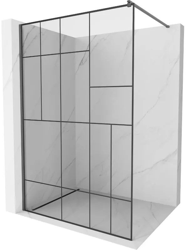 Mexen Kioto sprchová stěna Walk-in 70 x 200 cm, černý vzor 8 mm, kartáčovaná gun gray - 800-070-101-66-78