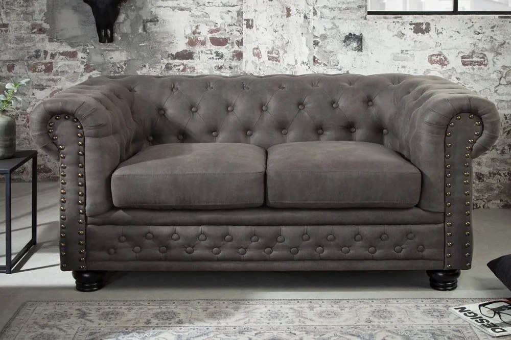 Designová sedačka Chesterfield II 150 cm šedá antik