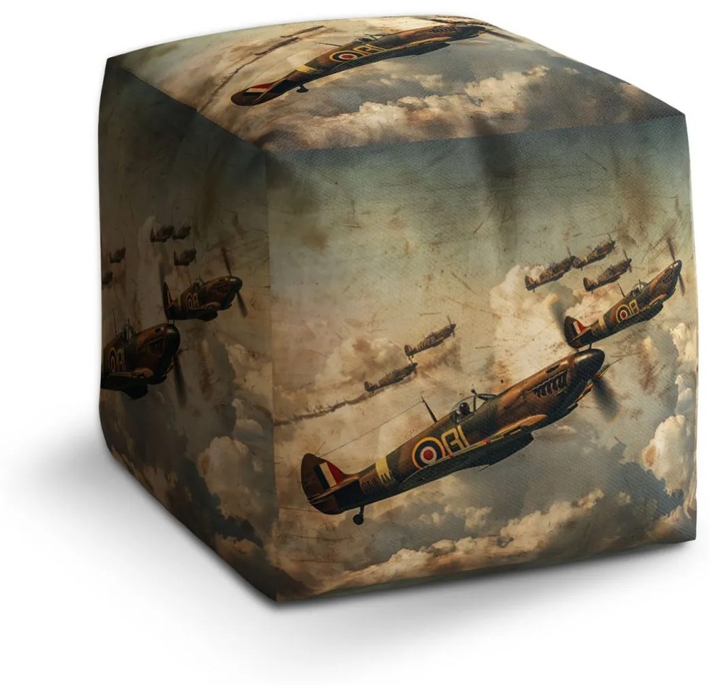 Sablio Taburet Cube Stíhačky Spitfire v letecké bitvě: 40x40x40 cm