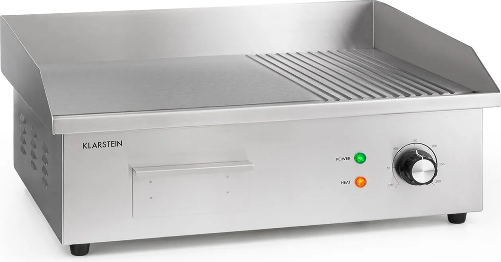 Klarstein Grillmeile 3000GR, elektrický gril, 3000 W, 54,5 x 35 cm, hladký/žebrovaný