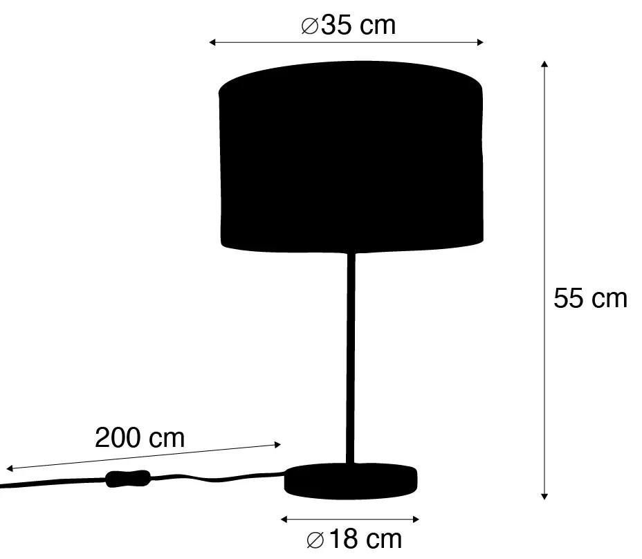 Stolní lampa z mosazi s sametovým stínidlem s designem listů a zlatým vnitřkem - Kaso