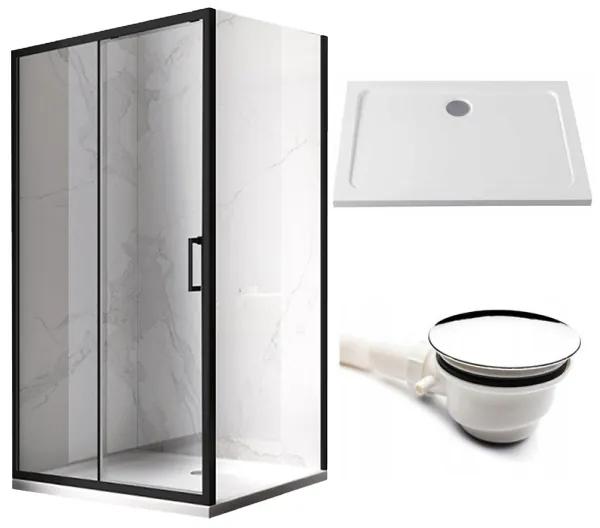 BPS-koupelny Obdélníkový sprchový kout HYD-OK103B 110x80 černý/transparent + vanička HYD-OSV-ST03B bílá