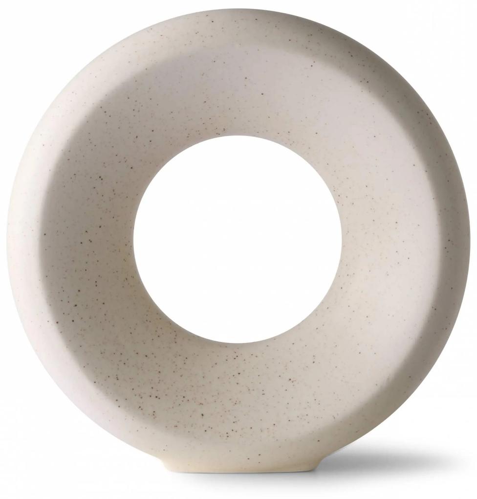 HK living Kameninová kulatá váza White Speckled M, béžová barva, keramika
