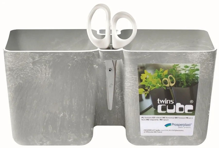 PROSPERPLAST Květináč TWINS CUBE beton 24,4cm