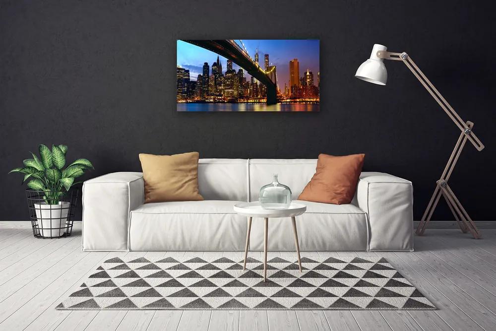 Obraz na plátně Most Město Voda 125x50 cm