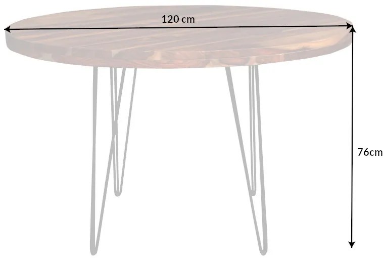 Designový kulatý jídelní stůl Elegant 120 cm Sheesham