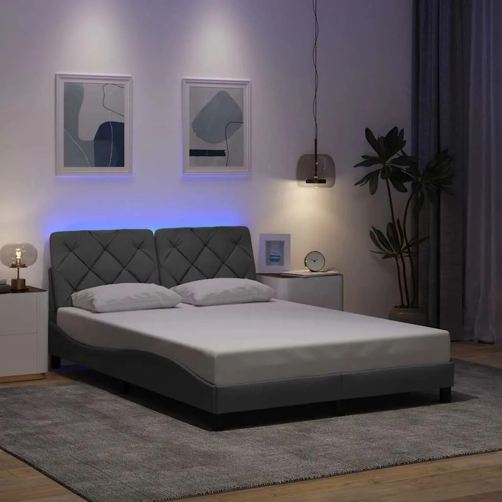 Rám postele s LED bez matrace Světle šedá 120x200 cm Látka 3310657
