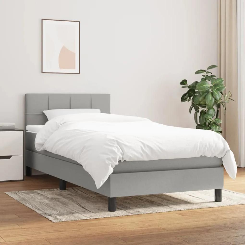 Box spring postel s matrací světle šedá 90x200 cm textil,  3140025