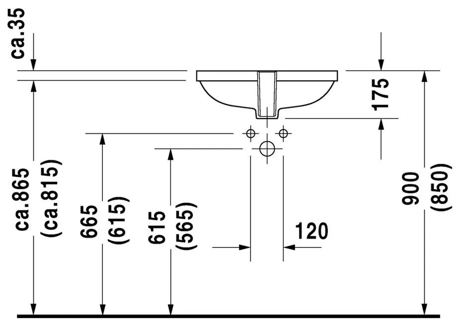 Duravit D-Code - Vestavěné umyvadlo, hladké, 495 x 290 mm, bílé 0338490000