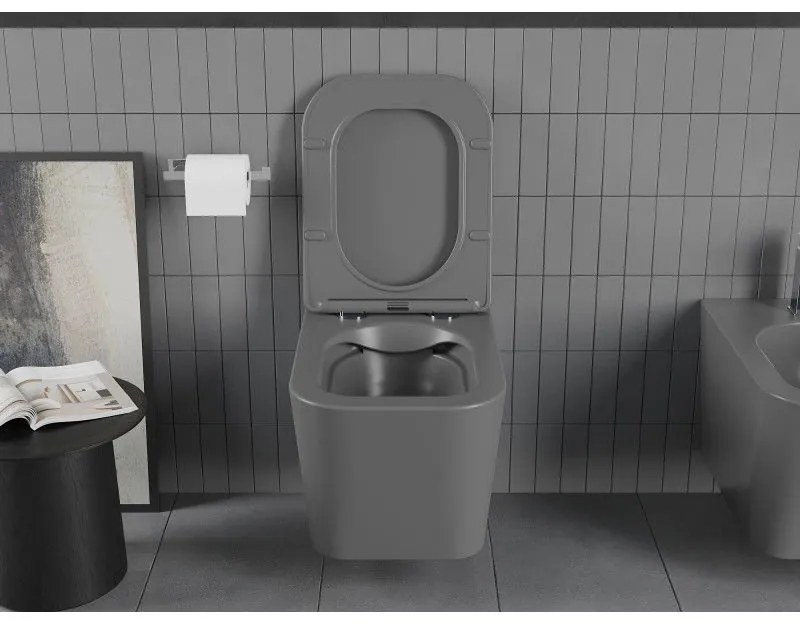Mexen Teo WC Rimless s WC deskou slim, duroplast, tmavě-šedá matná, 30854071