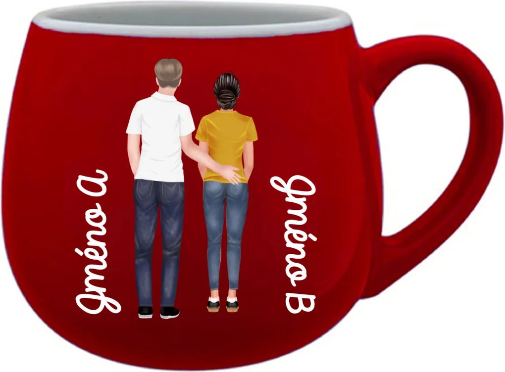 Personalizovaný keramický buclatý hrneček s párem