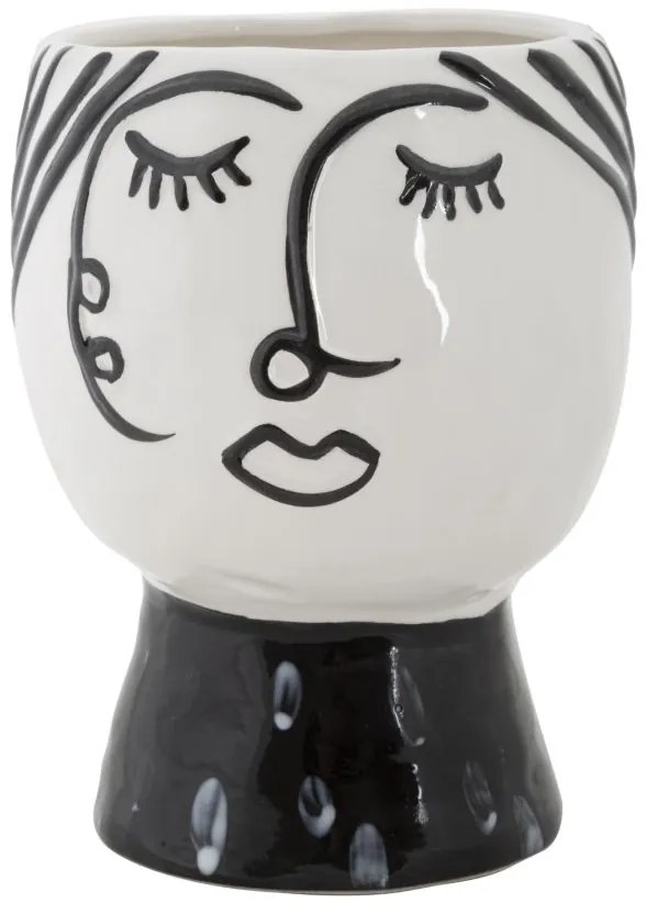 Porcelánová váza Mauro Ferretti Face, 14x18,2 cm, černá/bílá