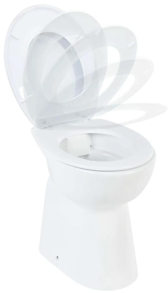 vidaXL Vysoké WC bez okraje měkké zavírání o 7 cm vyšší keramika bílé
