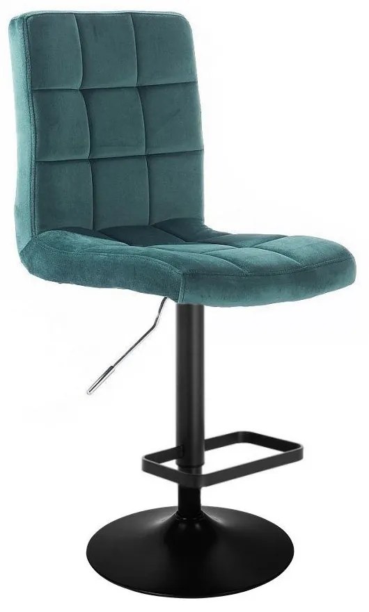 LuxuryForm DESIGN Barová židle TOLEDO VELUR na černé kulaté podstavě - zelená