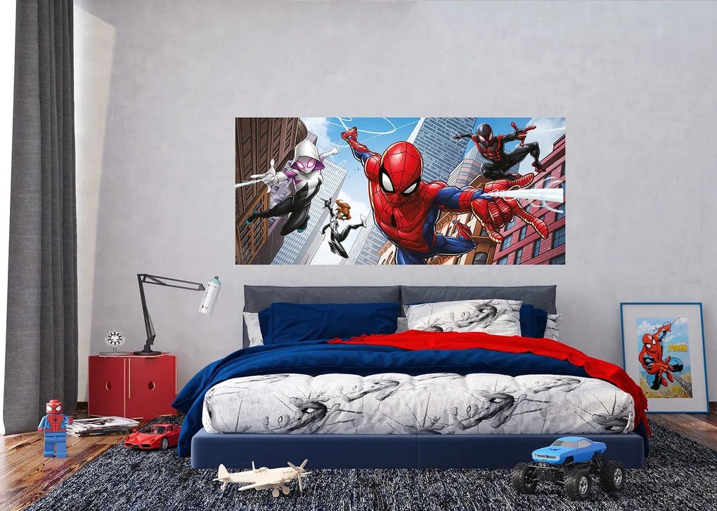 Dětská vliesová fototapeta na zed' Marvel Tým Spider-Mana, Disney | 202 x 90 cm | DFTDNH 5501