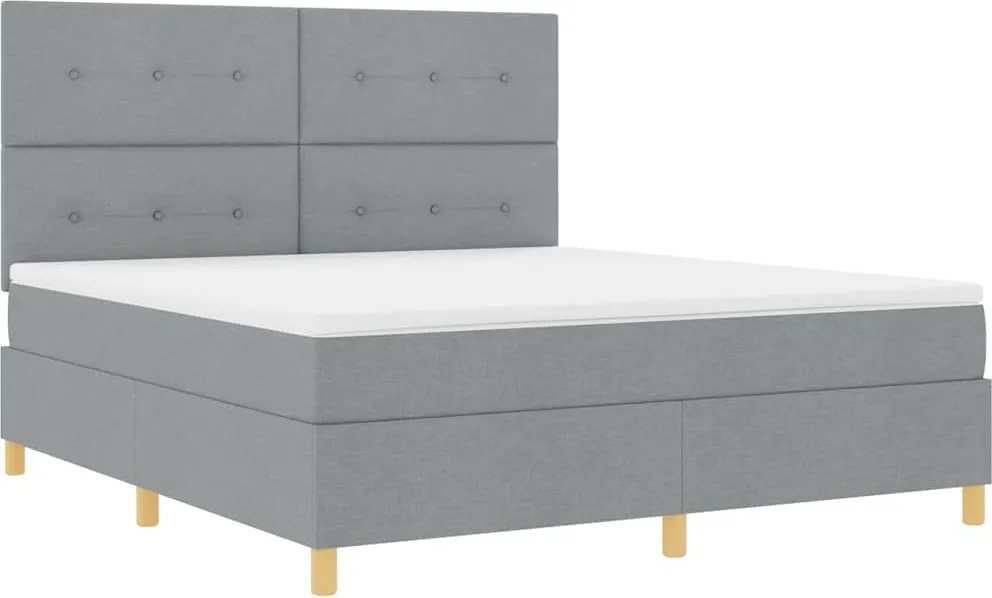 Postel s boxspringem s čelo Světle šedá 180 x 200 cm textil 3339637