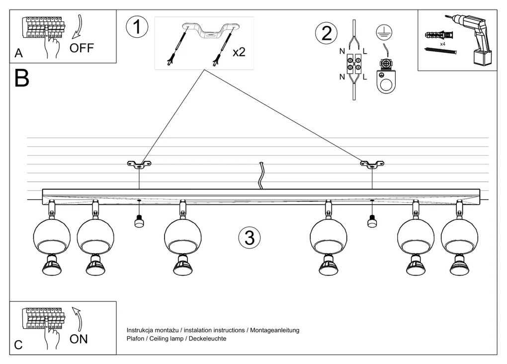 Sollux Lighting Stropní svítidlo OCULARE 6L Černá