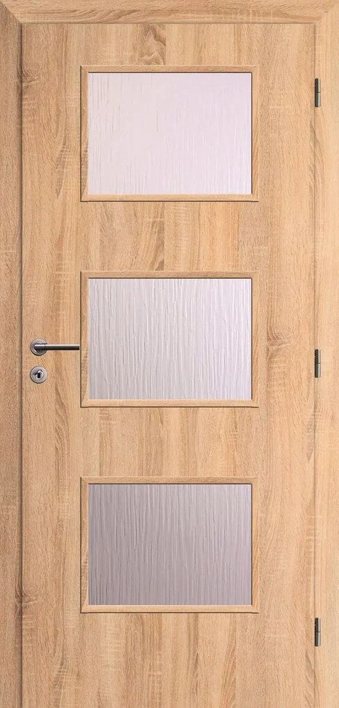 Solodoor Interiérové dveře Etta 6, 60 P, 60 × 197 cm, fólie, pravé, dub Mystic, prosklené