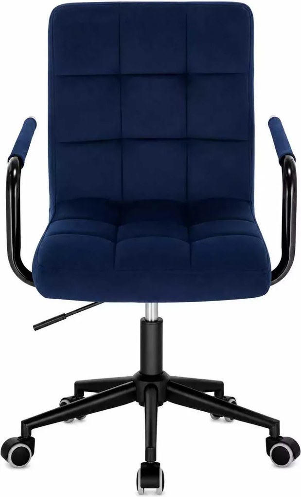 LuxuryForm DESIGN Otočná židle VERONA BLACK VELUR na černé podstavě s kolečky - modrá