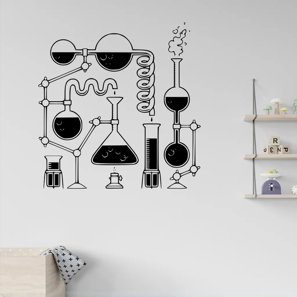 Živá Zeď Samolepka na zeď Chemie Barva: černá, Velikost: 60 x 61 cm