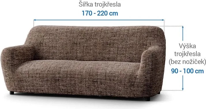 Bielastické potahy VITTORIA hnědá trojkřeslo (š. 170 - 220 cm)