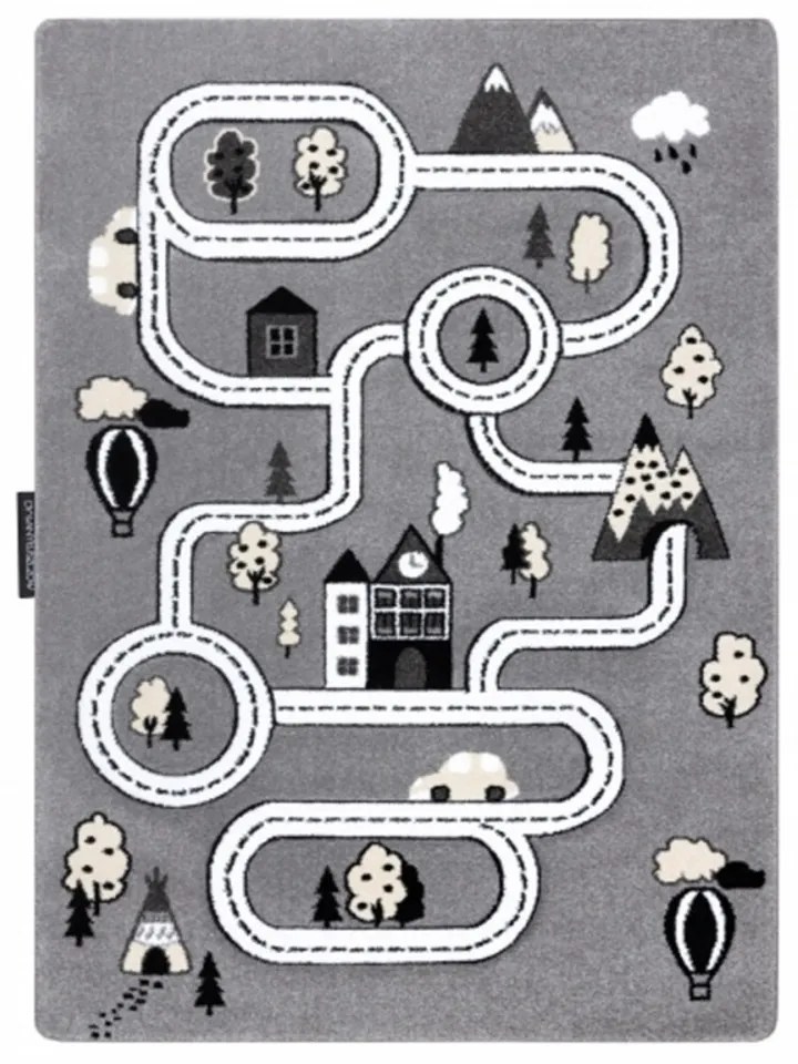 Dětský kusový koberec Cesty ve městě šedý, Velikosti 200x290cm