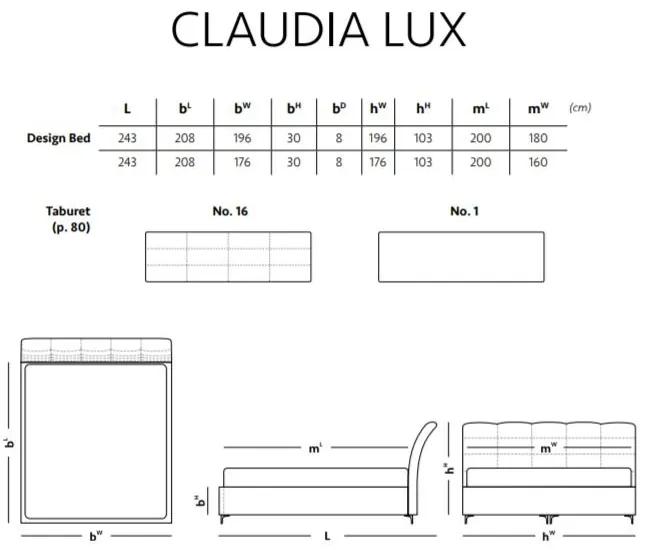 Materasso Postel čalouněná CLAUDIA LUX - bočnice ROZMĚR: 140 x 200 cm