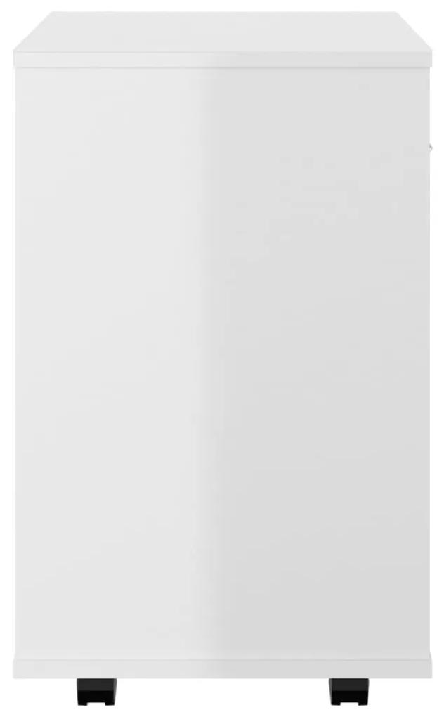 Skříňka na kolečkách bílá vysoký lesk 46x36x59 cm dřevotříska - Default Title
