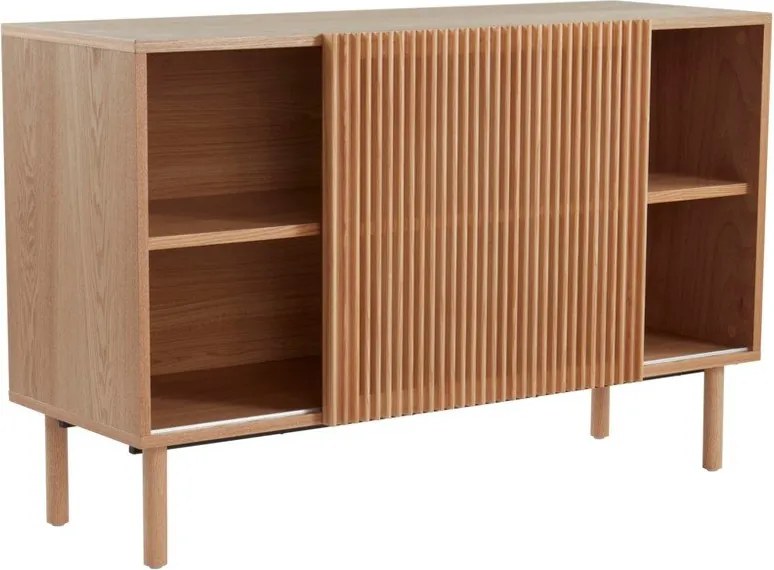 Skříňka v dekoru jasanu s posuvnými dveřmi v přírodní barvě 124x80x45 cm Sion – Jotex