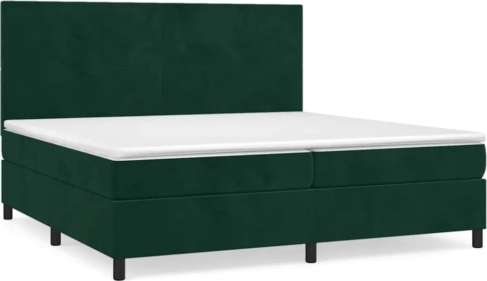 Box spring postel s matrací tmavě zelená 200x200 cm samet 3142926