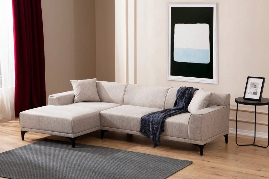 Designová rohová sedačka Dellyn 250 cm bílá - levá