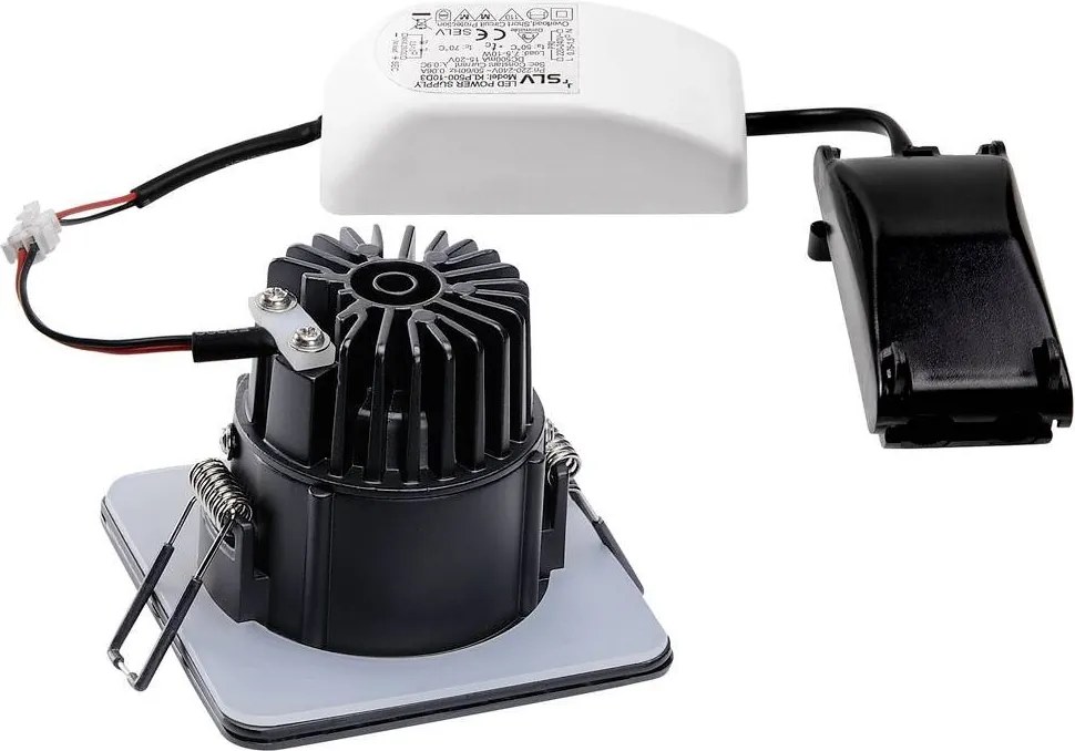 LA 114450 PATTA-F zápustná stropní čtvercová černá 230V/500mA 9W 38° IP65 3000K - BIG WHITE (SLV)