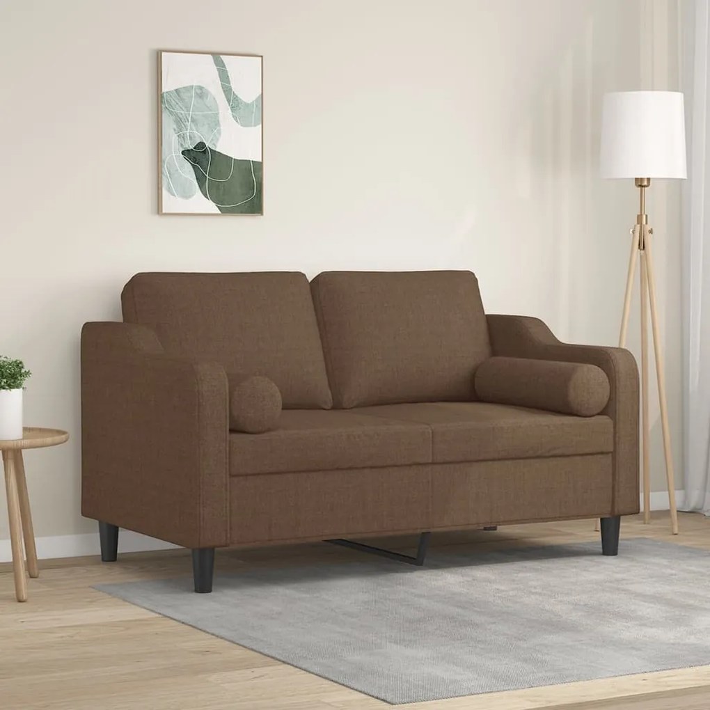 2místná pohovka s polštáři hnědá 120 cm textil 3200840