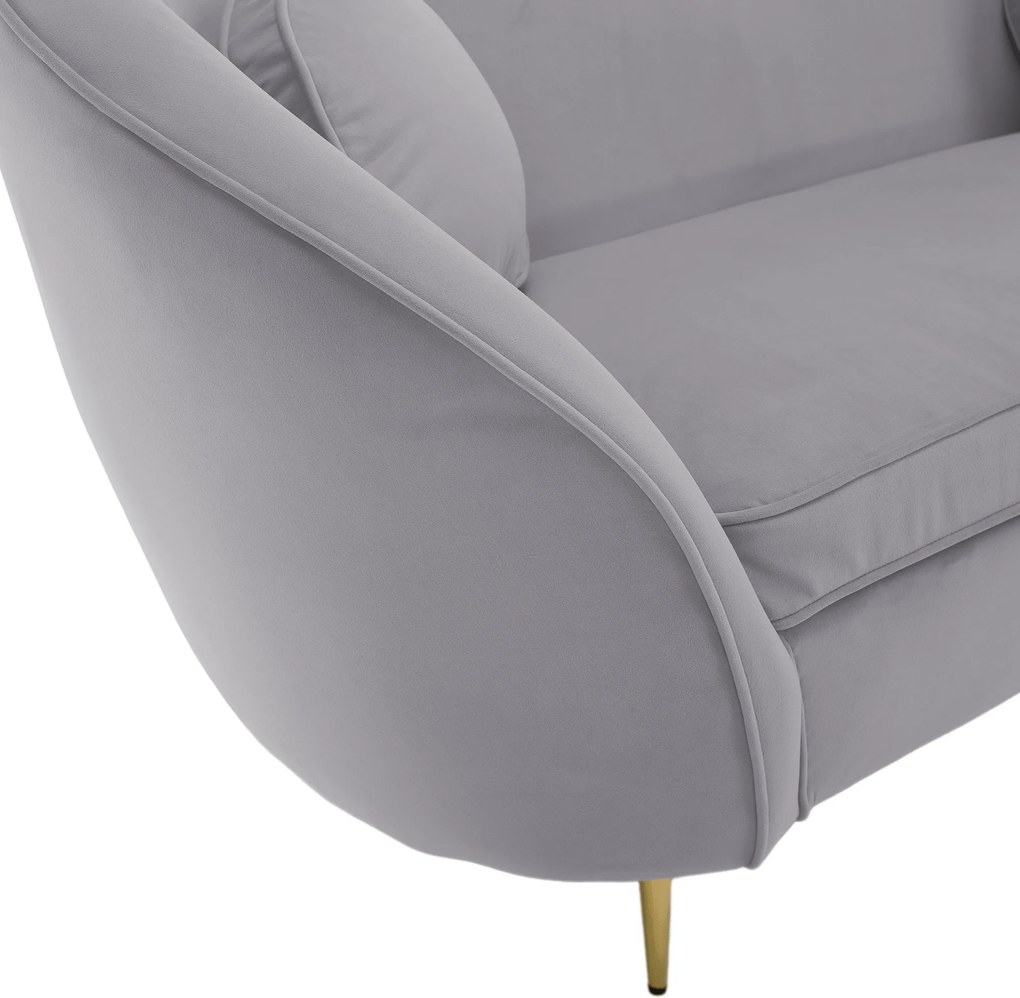 Designový 2-sed, šedá Velvet látka/gold chrom zlatá, EZIO TYP 2