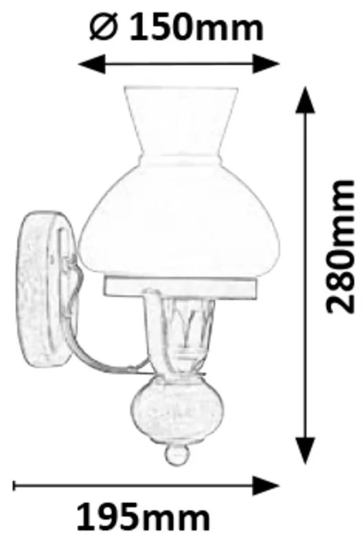 Rabalux PETRONEL nástěnná lampa max. 1x60W | E27 | IP20 - tmavé dřevo, černá