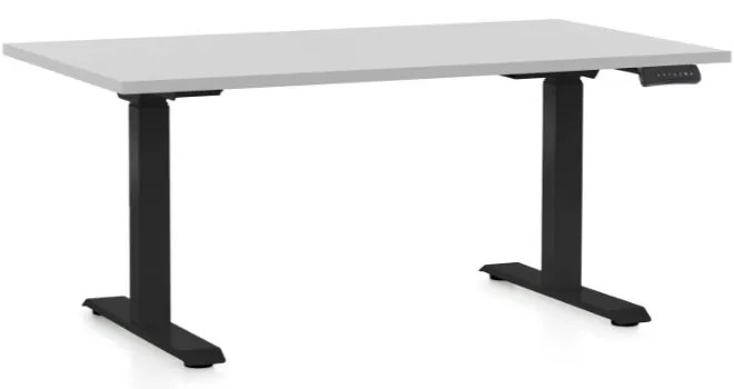 Výškově nastavitelný stůl OfficeTech D, 120 x 80 cm, černá podnož, světle šedá