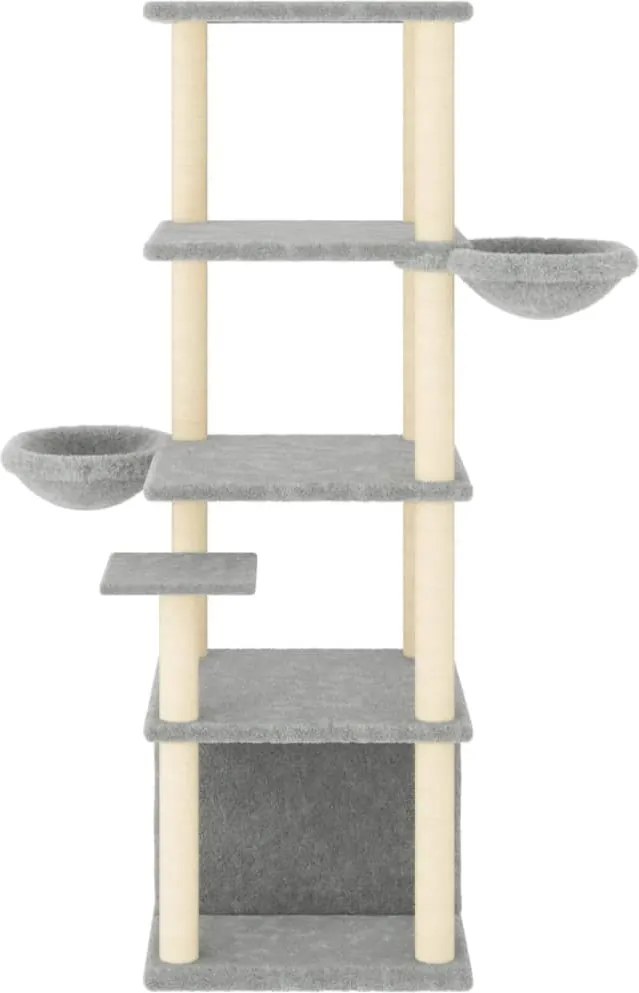 Škrabadlo pro kočky se sisalovými sloupky světle šedé 147 cm 171781