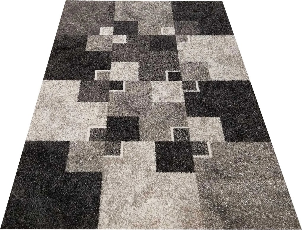 DY Šedočerný koberec s geometrickým vzorem Panamero 03 Rozměr: 60x100 cm