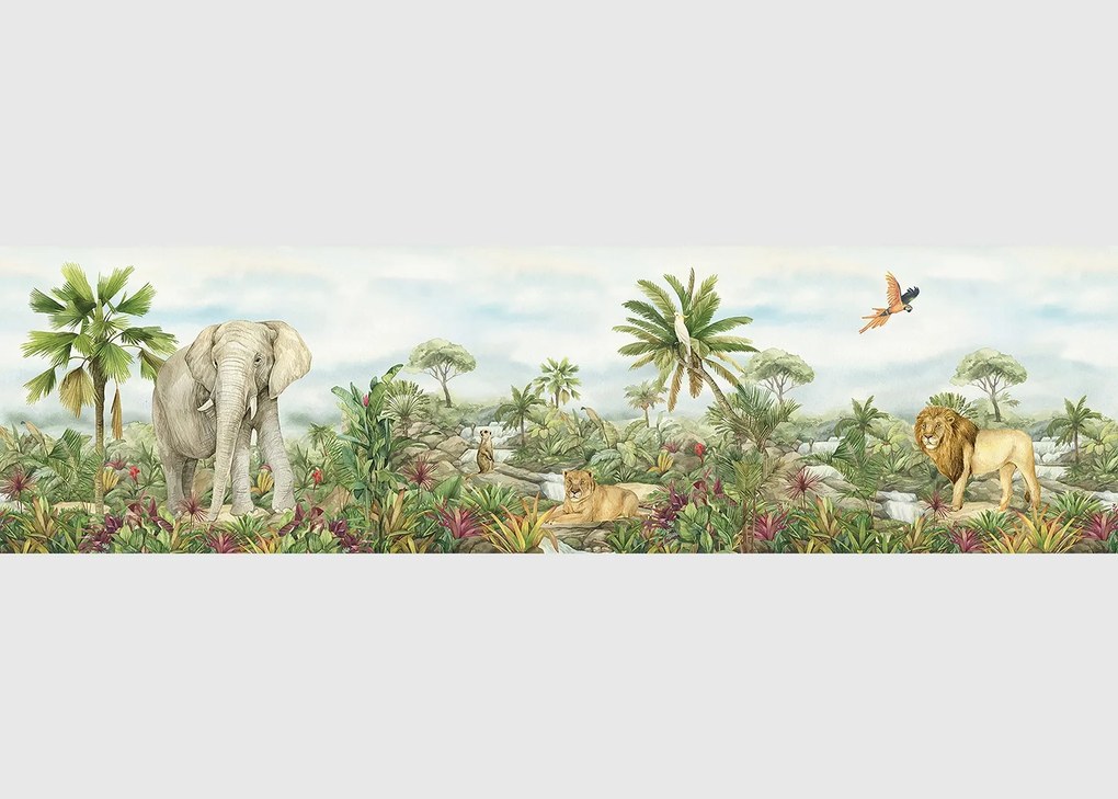 Dětská samolepící bordura na zeď Jungle | 5 m x 13.8 cm | DWBD8181