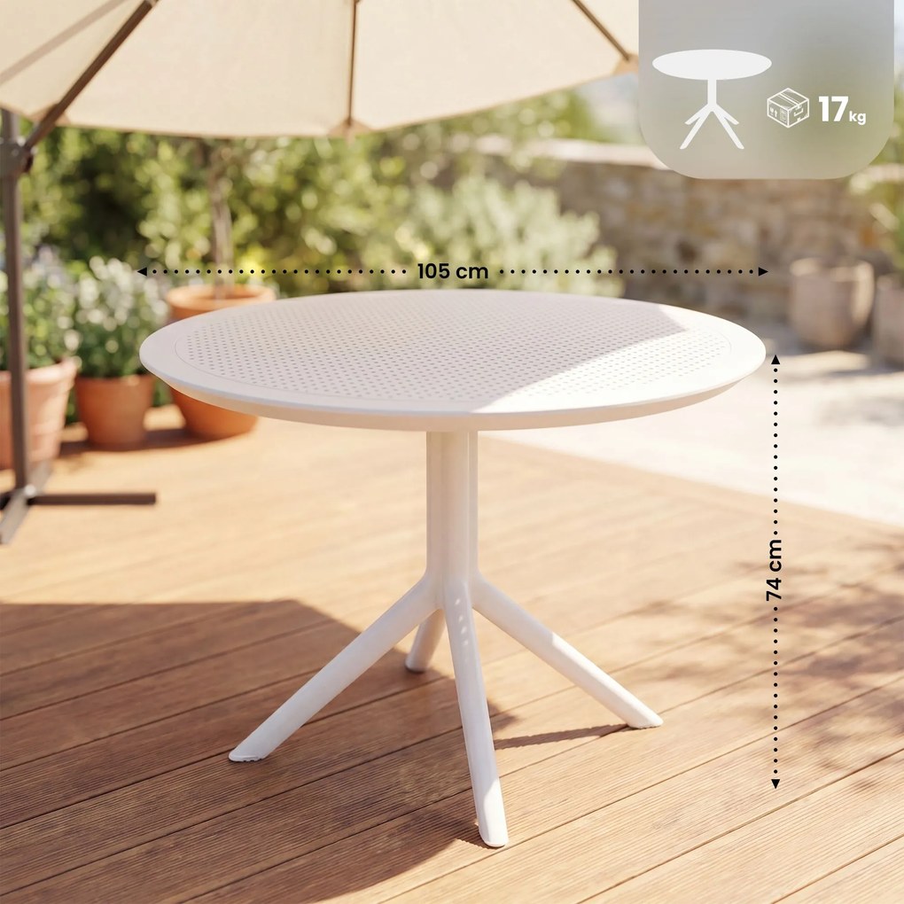 Stůl Sky kulatý 105 cm – bílá