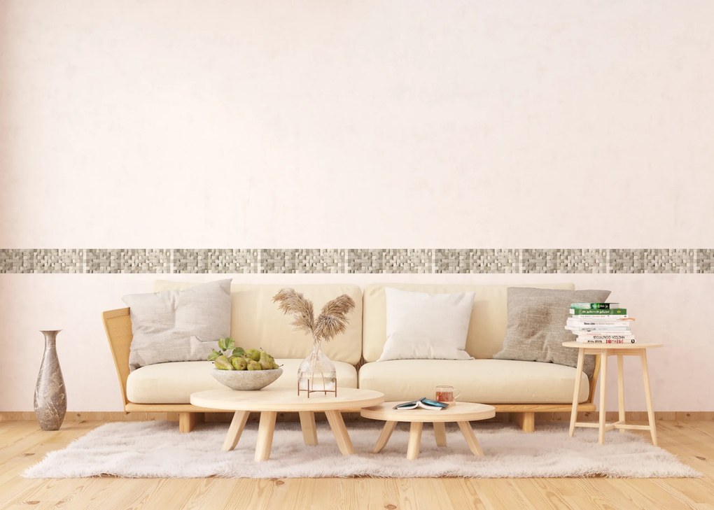 Samolepící bordura na zeď 3D Dřevěné Kostky | 5 m x 13.8 cm | DWB8234