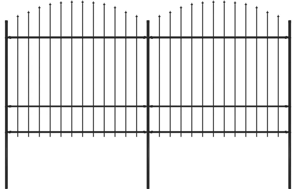 277740 vidaXL Zahradní plot s hroty ocel (1,5–1,75) x 3,4 m černý