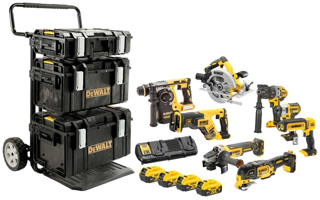 DeWALT - 17dílná sada AKU nářadí, baterií a nabíječky DCK853P4