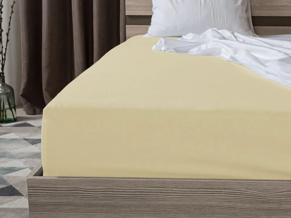 Jersey prostěradlo HIGHFIT světle žluté 180 x 200 cm