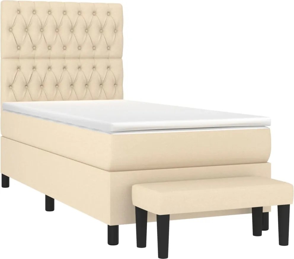 Box spring postel s matrací krémová 90x200 cm textil 3136810