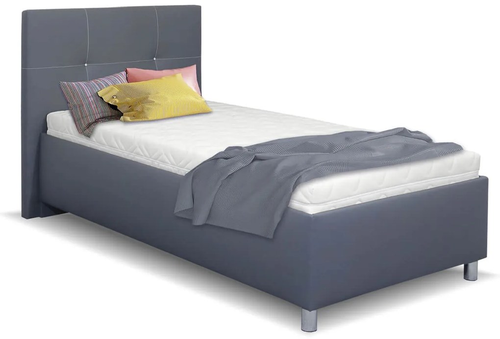 Čalouněná postel s úložným prostorem Crissy, 90x200, tmavě šedá
