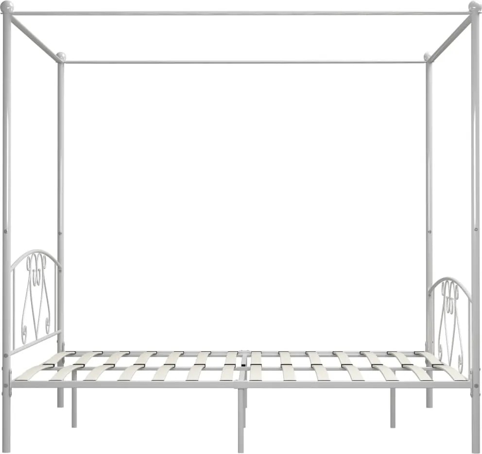 vidaXL Marketos Rám postele s nebesy bílý kovový 200 x 200 cm