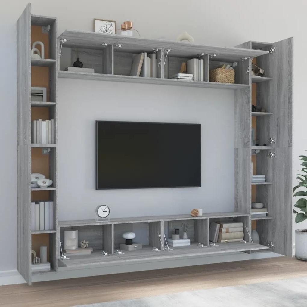 8dílný set TV skříněk šedý sonoma kompozitní dřevo - Default Title