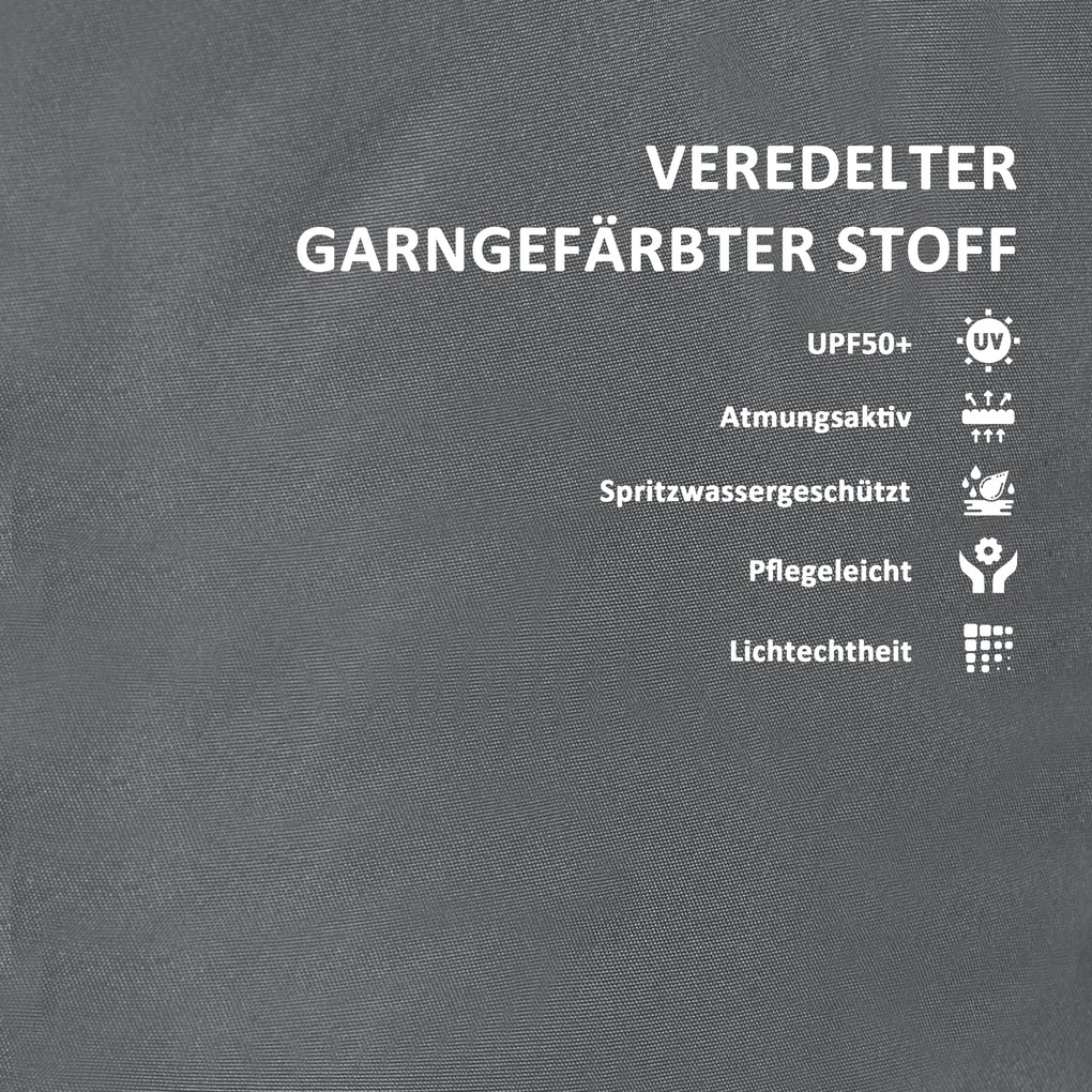 Polštář na sezení 120 x 47 x 9,5 cm voděodolný polštář na židli s popruhy, opěrka hlavy, UPF50+ tmavě šedý