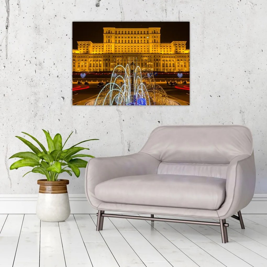 Skleněný obraz - Palác parlamentu, Bukurešť Rumunsko (70x50 cm)